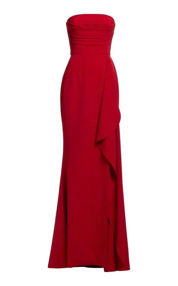 Elie Saab Strapless Draped Maxi Dress