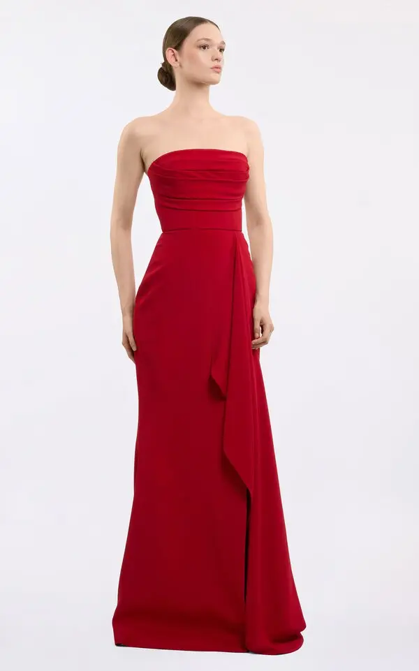 Elie Saab Strapless Draped Maxi Dress