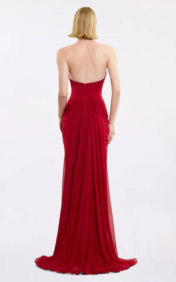 Elie Saab Drape-detailed Silk-blend Maxi Dress