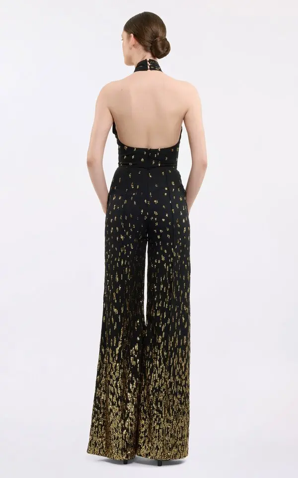 Elie Saab Sequined Halter Top Jumpsuit
