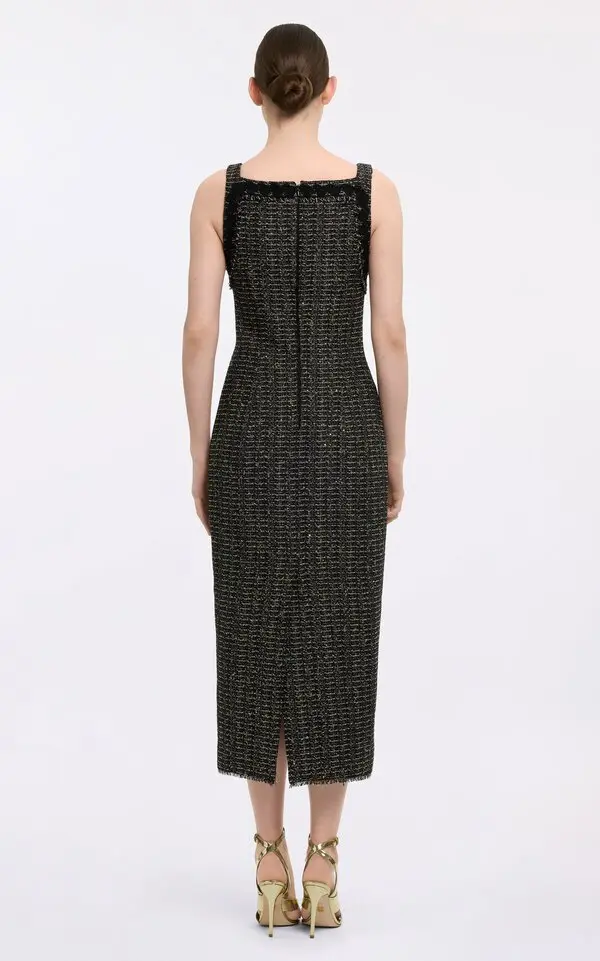 Elie Saab Tweed Cotton-blend Midi Dress