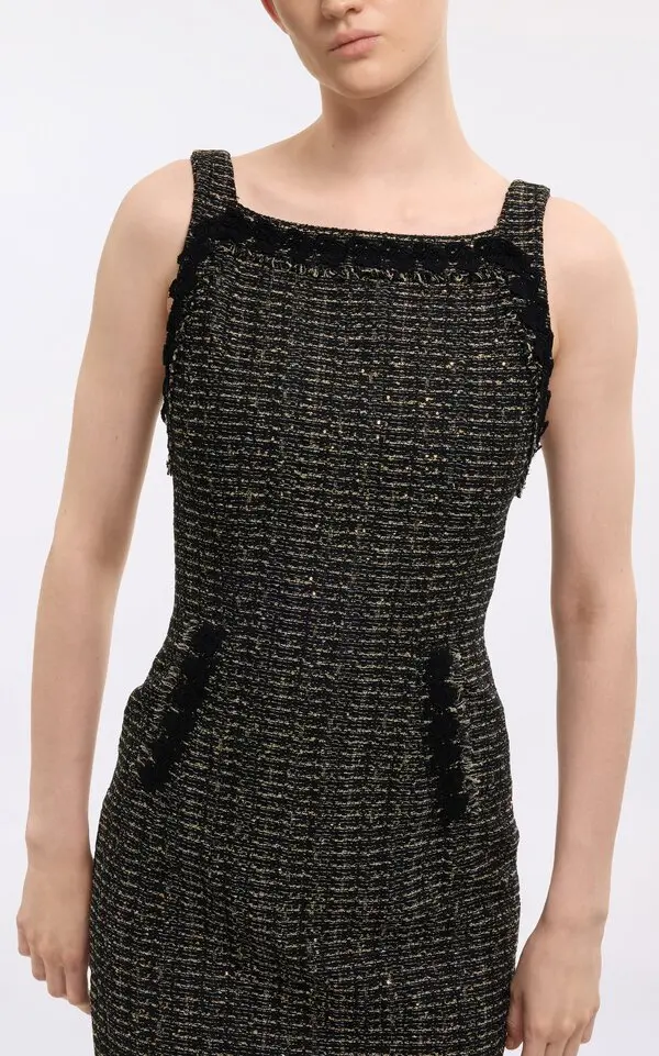 Elie Saab Tweed Cotton-blend Midi Dress
