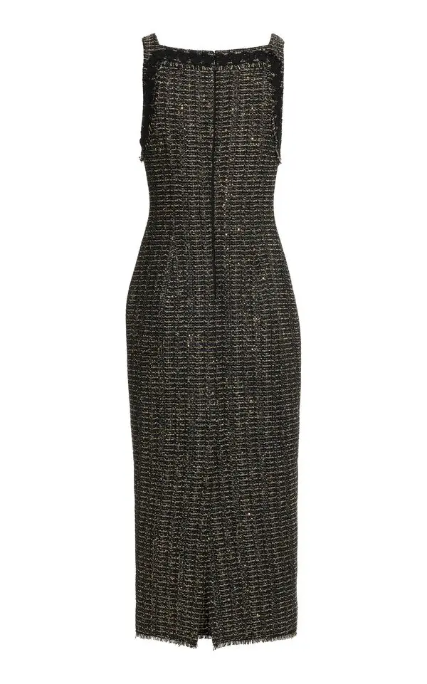 Elie Saab Tweed Cotton-blend Midi Dress