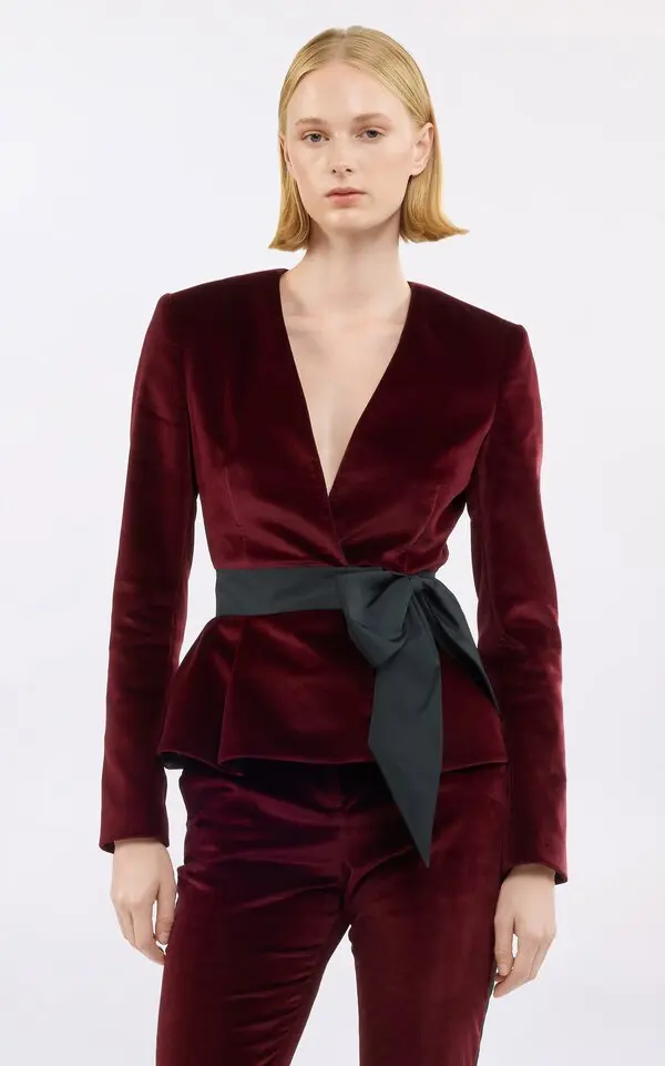 Elie Saab Bow-belt Velvet Jacket
