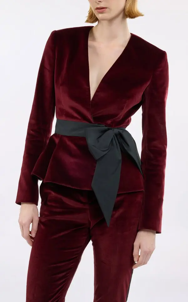 Elie Saab Bow-belt Velvet Jacket