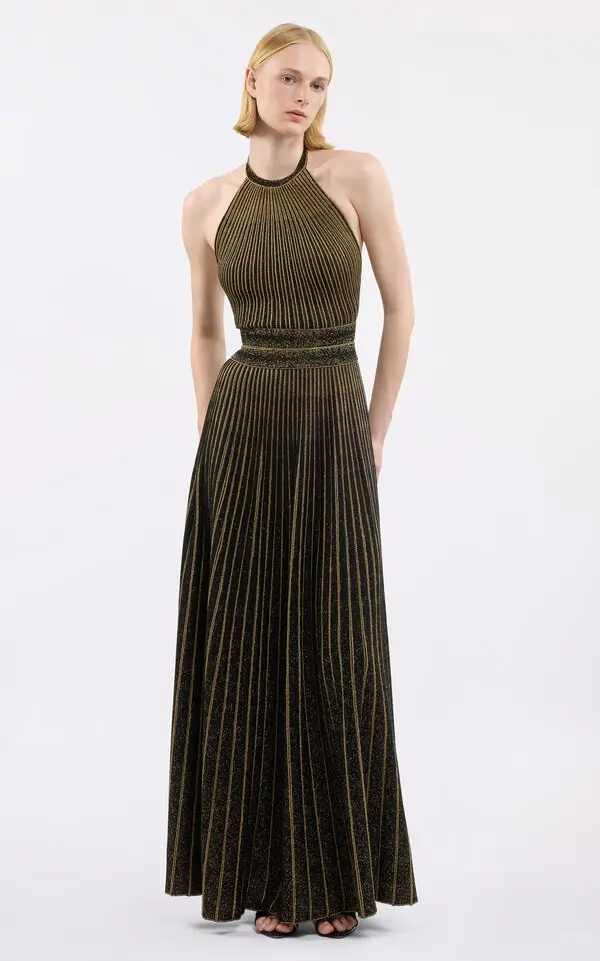 Elie Saab Halter Top Knit Maxi Dress