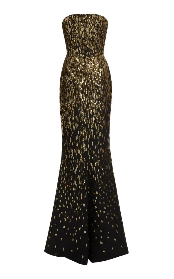 Elie Saab Sequined Strapless Maxi Dress