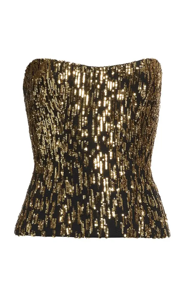 Elie Saab Sequined Strapless Corset