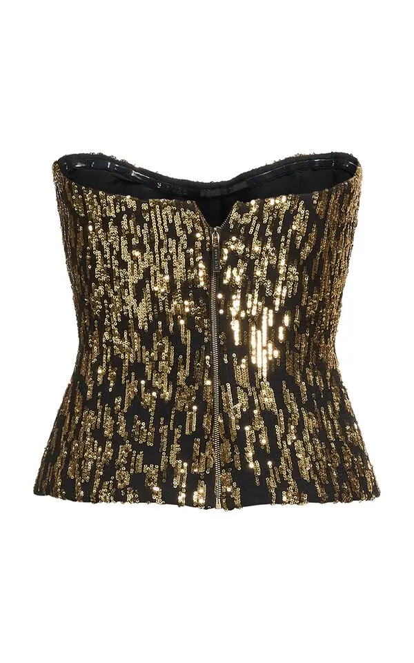 Elie Saab Sequined Strapless Corset