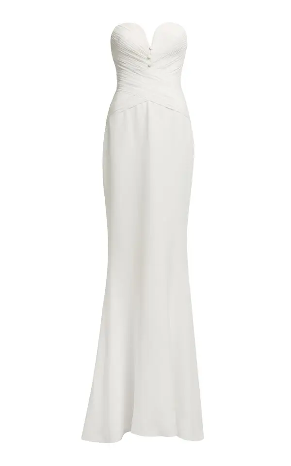 Elie Saab Wrapped Bodice Silk-blend Maxi Dress - White