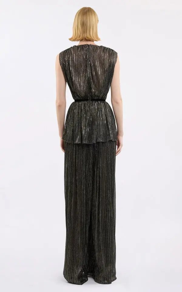 Elie Saab High-rise Wide-leg Pleated Lurex Pants