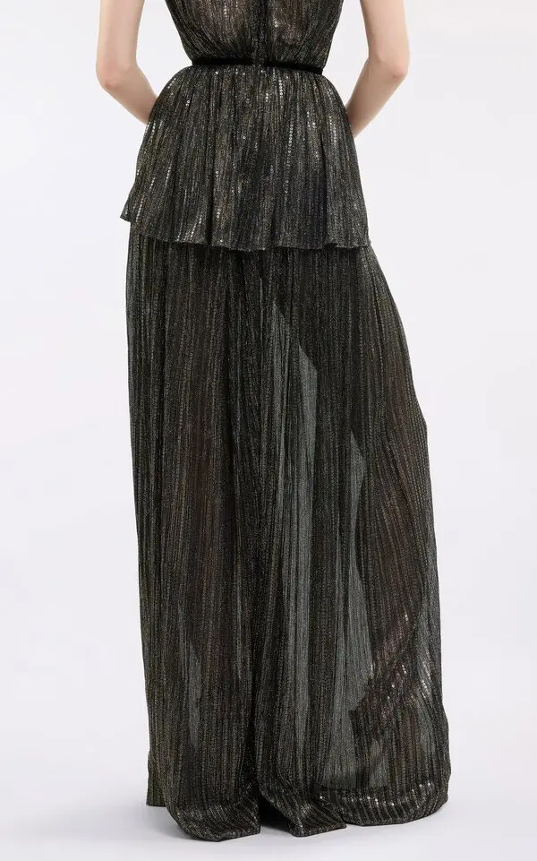 Elie Saab High-rise Wide-leg Pleated Lurex Pants