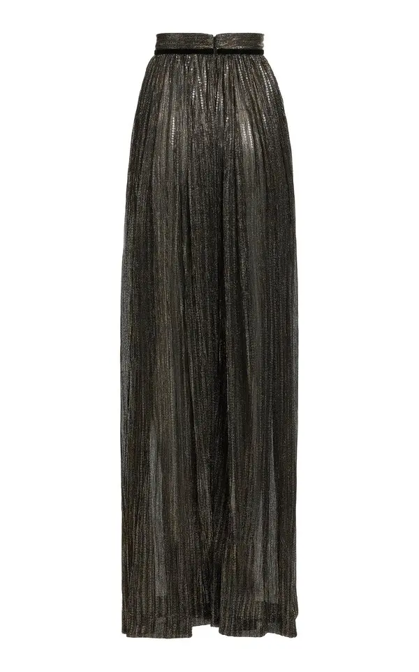 Elie Saab High-rise Wide-leg Pleated Lurex Pants