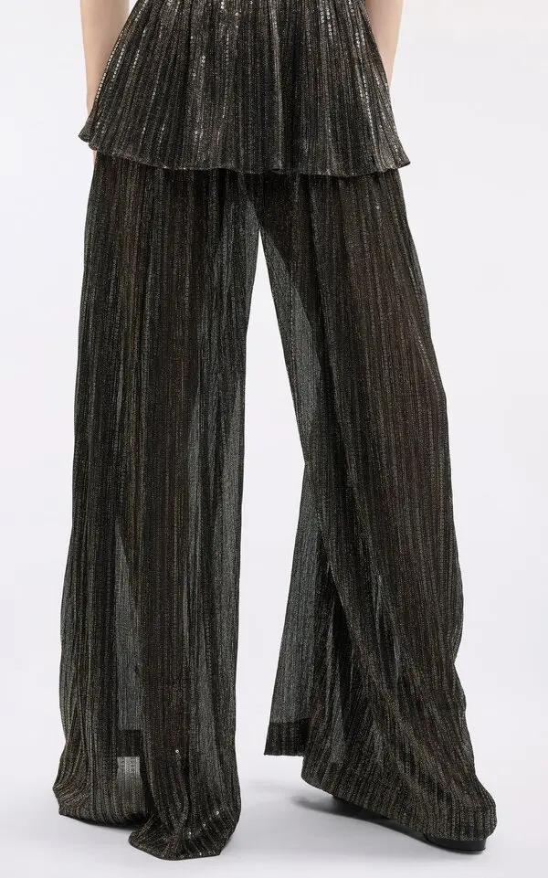 Elie Saab High-rise Wide-leg Pleated Lurex Pants
