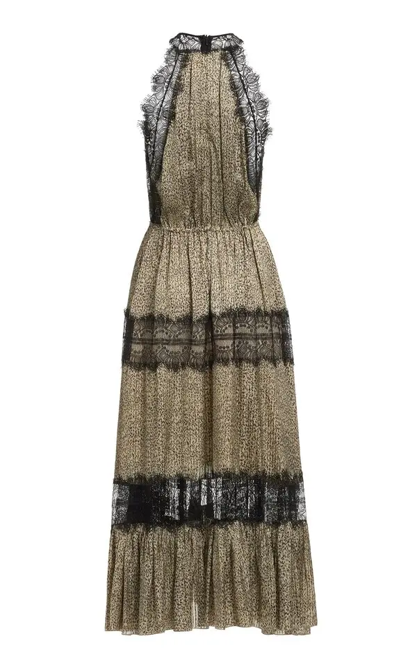 Elie Saab Lace Insert Chiffon Maxi Skirt