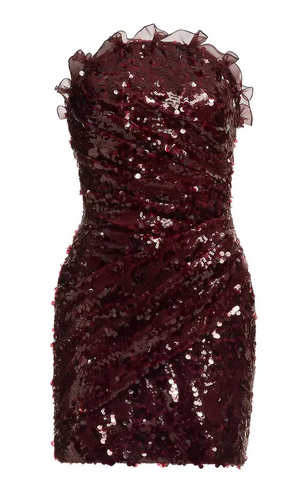 Elie Saab Sequin-embellished Strapless Mini Dress