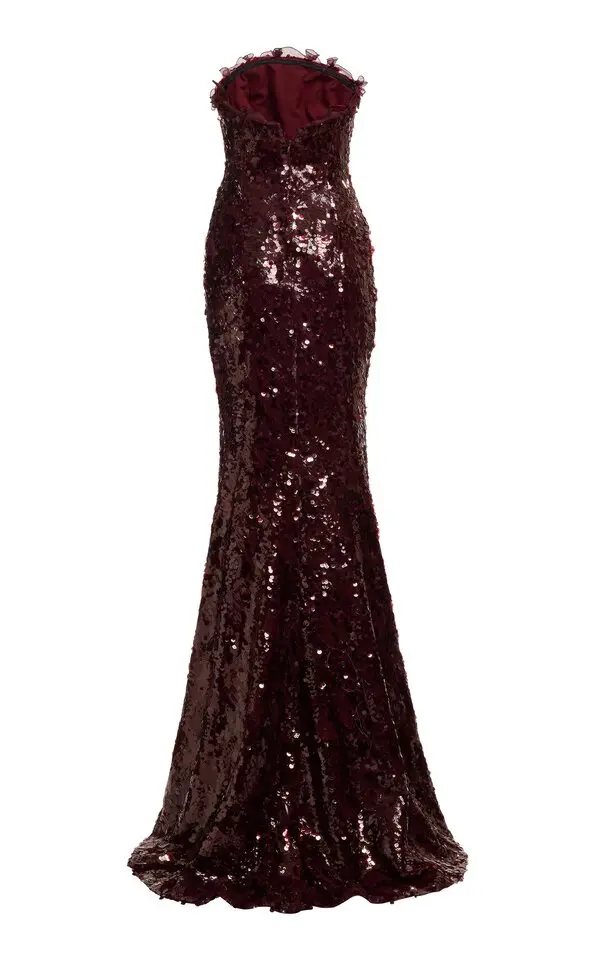 Elie Saab Sequin-embellished Strapless Maxi Dress