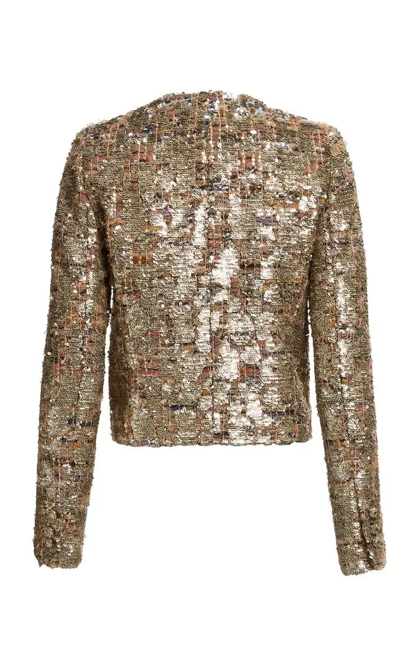 Elie Saab Sequined Tweed Cropped Jacket