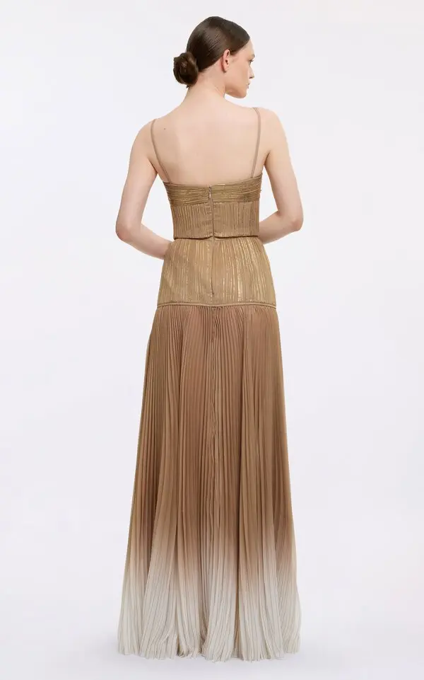 Elie Saab Pleated Ombre Maxi Dress