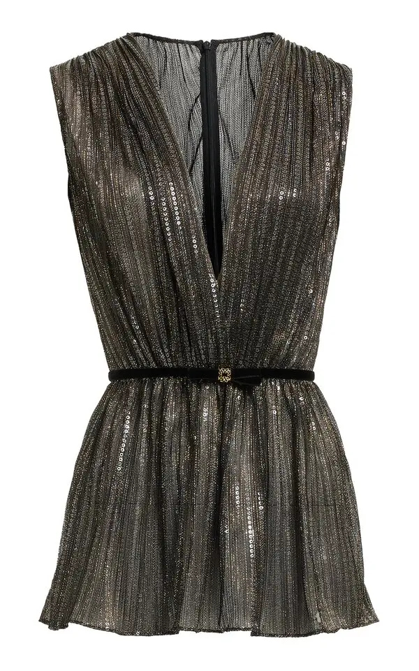 Elie Saab Deep V-neck Lurex Top