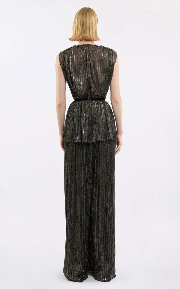 Elie Saab Deep V-neck Lurex Top