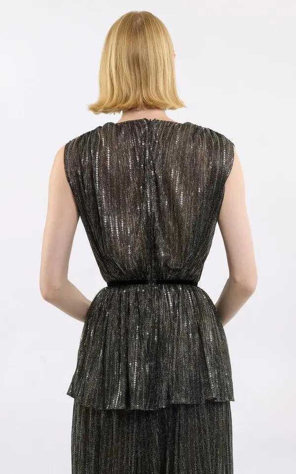 Elie Saab Deep V-neck Lurex Top