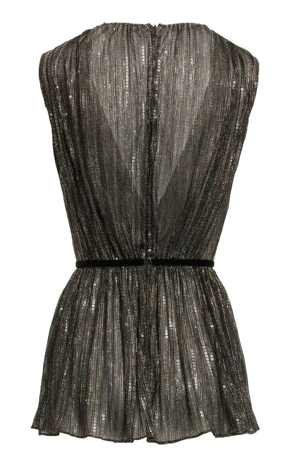 Elie Saab Deep V-neck Lurex Top