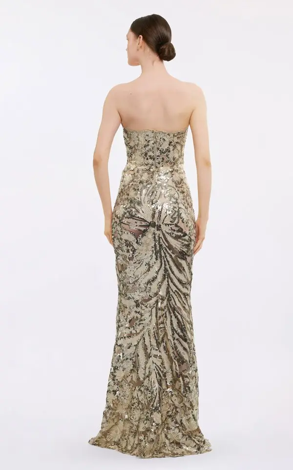 Elie Saab Sequin-embroidered Strapless Maxi Dress