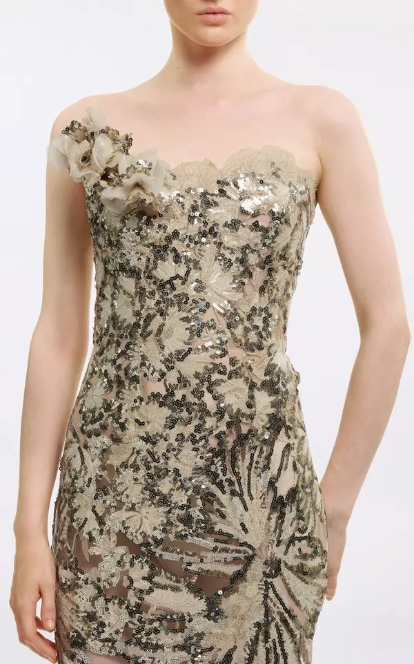 Elie Saab Sequin-embroidered Strapless Maxi Dress