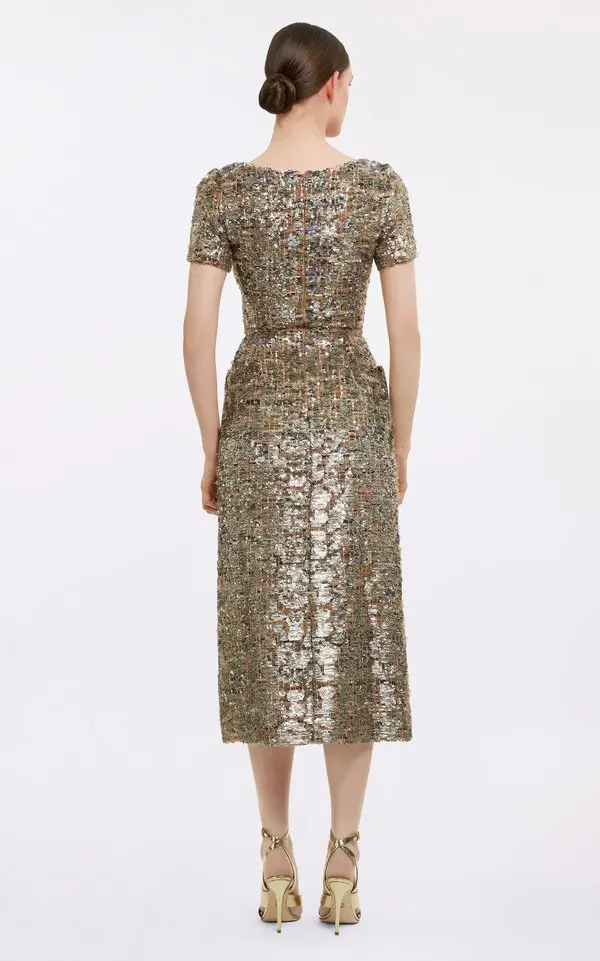 Elie Saab Sequined Tweed Midi Dress