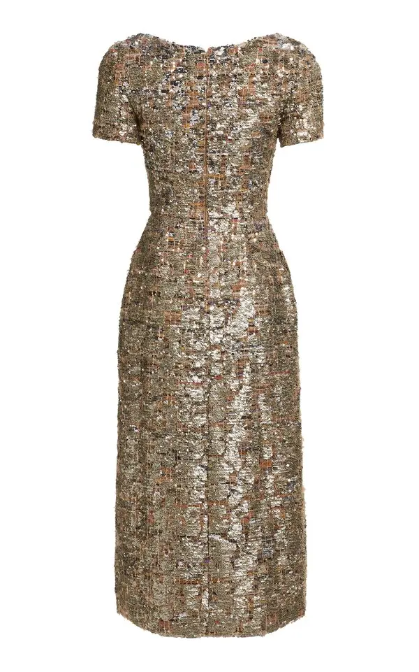 Elie Saab Sequined Tweed Midi Dress