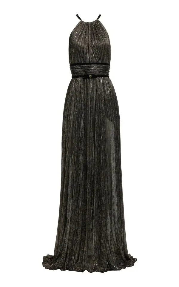 Elie Saab Draped Lurex Maxi Dress