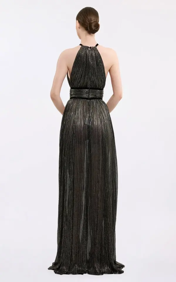 Elie Saab Draped Lurex Maxi Dress