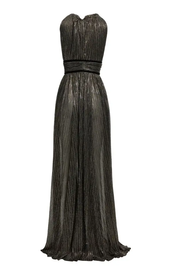 Elie Saab Draped Lurex Maxi Dress
