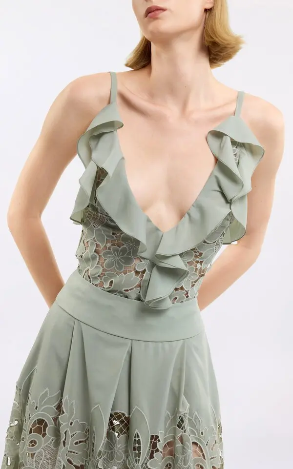 Elie Saab Ruffle-trim Lace Top