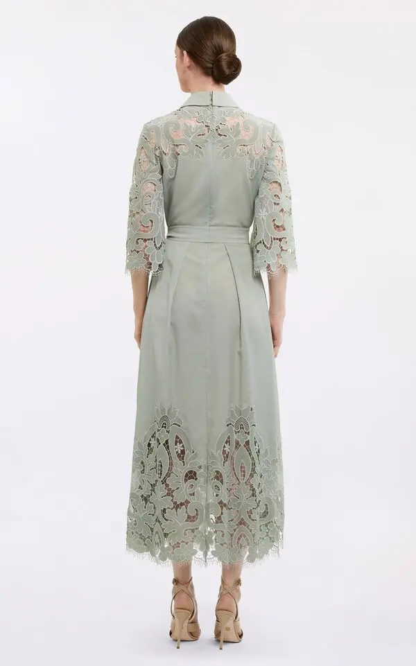 Elie Saab Lace-insert Button-front Midi Dress