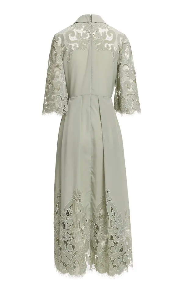Elie Saab Lace-insert Button-front Midi Dress