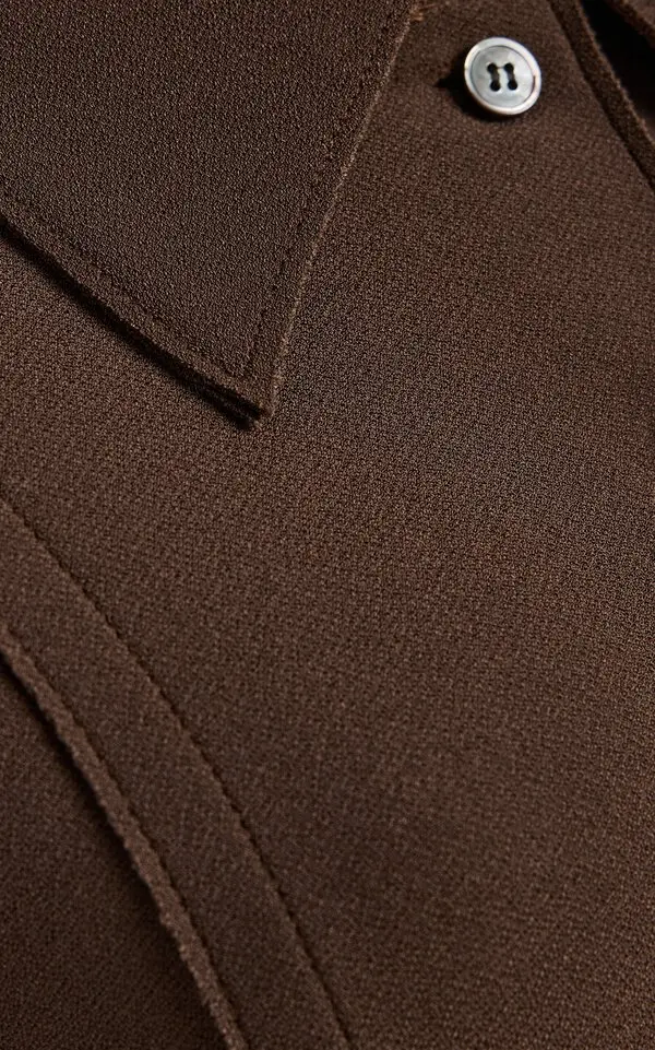 BIRROT Lay2 Fitted Button-down Crepe Top