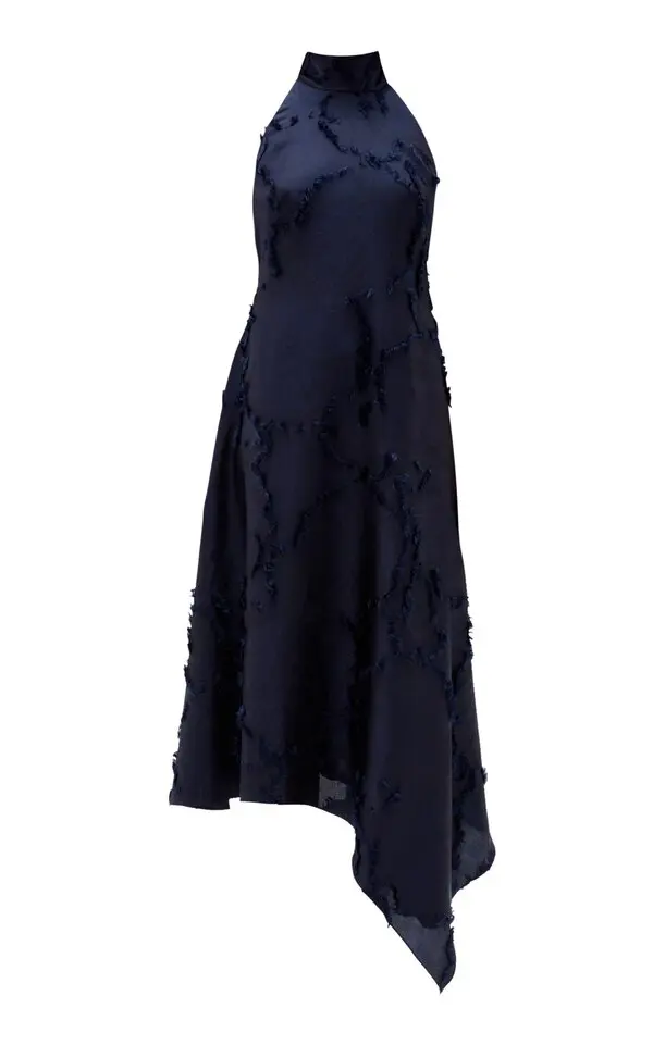 Amsale Eyelash Jacquard Halter Dress