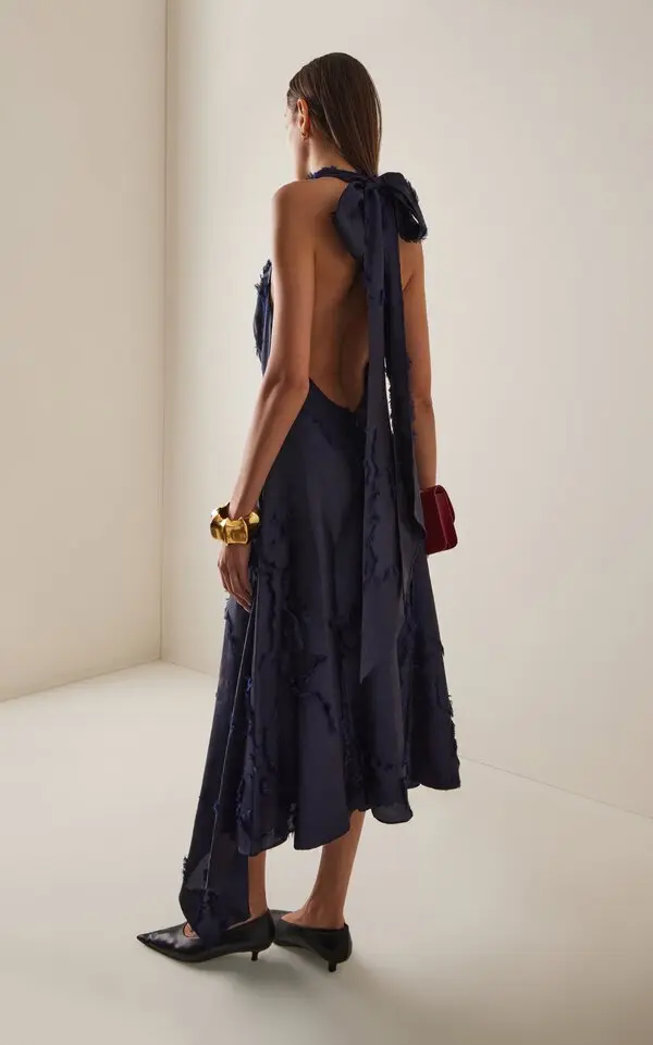 Amsale Eyelash Jacquard Halter Dress