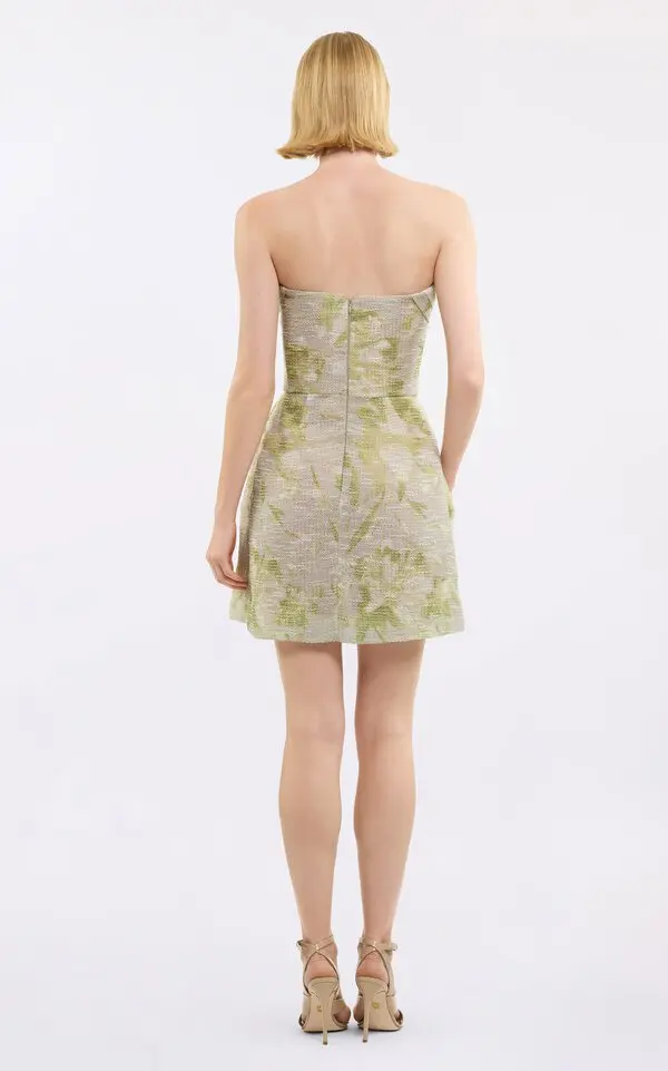 Elie Saab Fold Over Top Silk-blend Tweed Mini Dress
