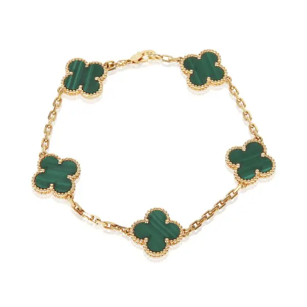 Van Cleef & Arpels Yellow Gold Malachite Vintage Bracelet