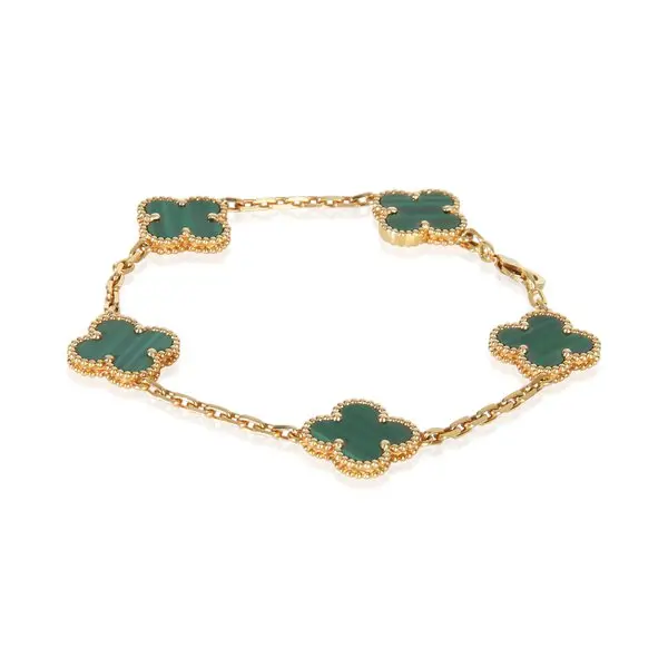 Van Cleef & Arpels Yellow Gold Malachite Vintage Bracelet
