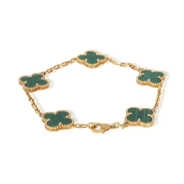 Van Cleef & Arpels Yellow Gold Malachite Vintage Bracelet