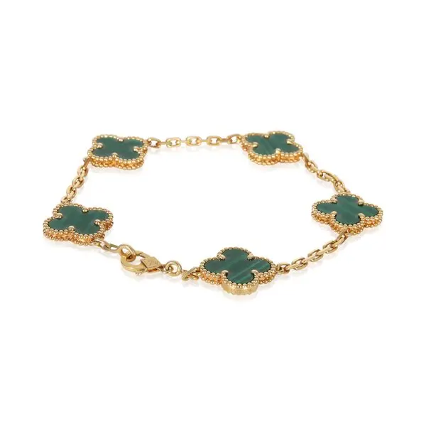 Van Cleef & Arpels Yellow Gold Malachite Vintage Bracelet
