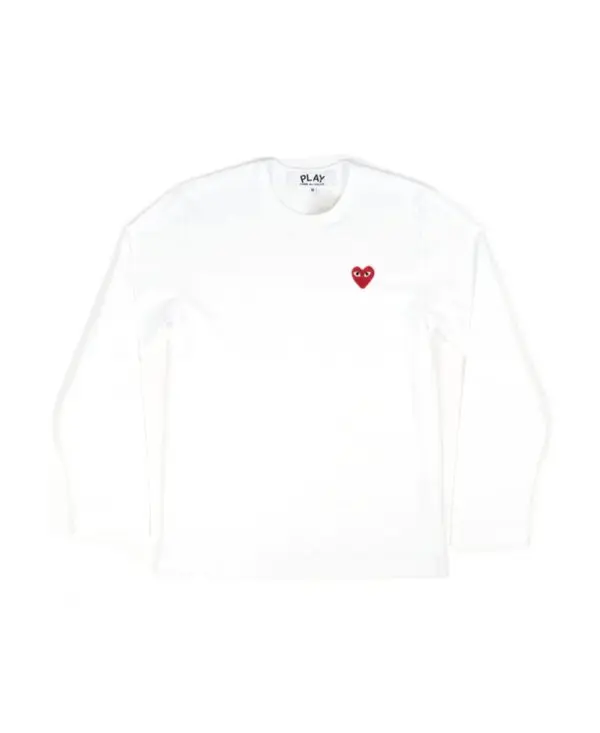 Play Comme Des Garcon Logo-patch Long-sleeve T-shirt - White