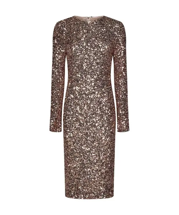 Dolce & Gabbana Dolce Gabbana Sequin Embellished Midi Dress - Brown