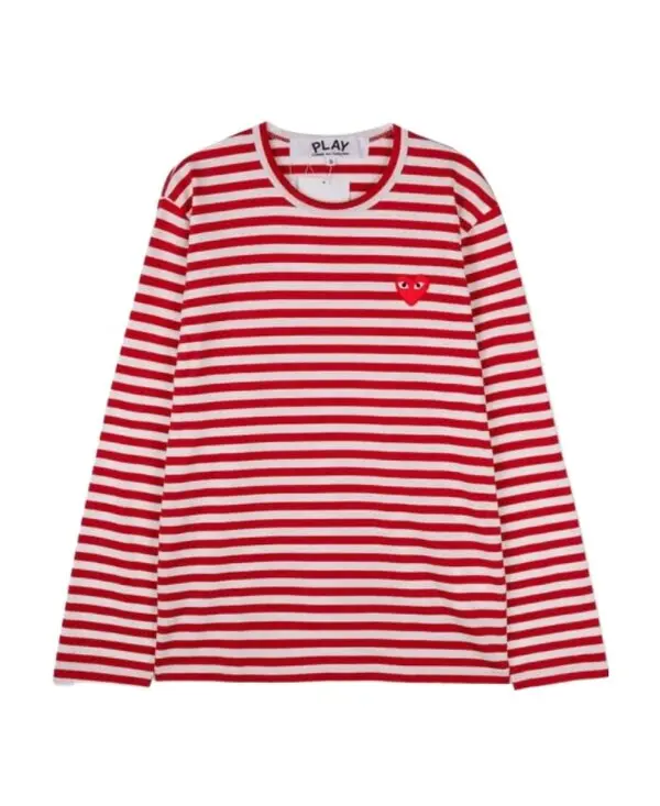 Play Comme Des Garcon Round Collar Striped T-shirt