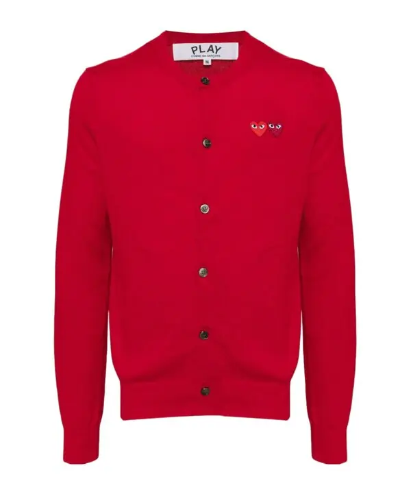 Play Comme Des Garcon Comme Des Garçons Play Crewneck Knitted Cardigan - Red