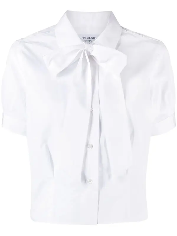 Thom Browne Short-sleeved Bow Detail Top - White